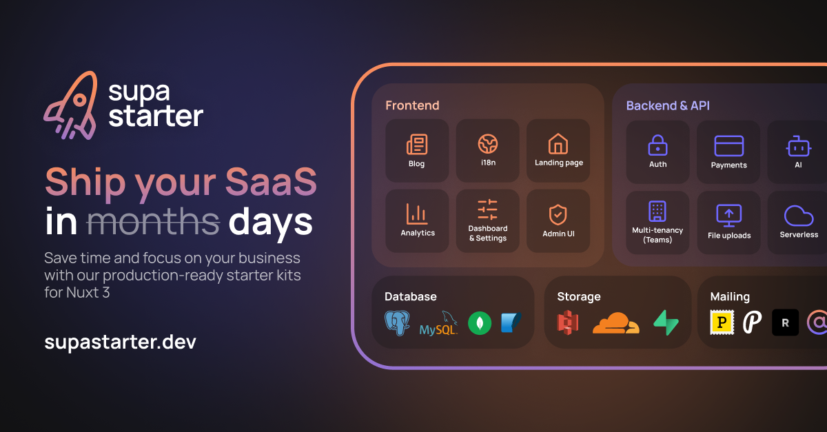 supastarter - SaaS starter kit for Next.js and Nuxt